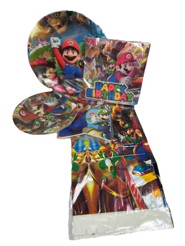 Super Mario Party Decorations Banners Plate Napkins tablecloth for 10 ...