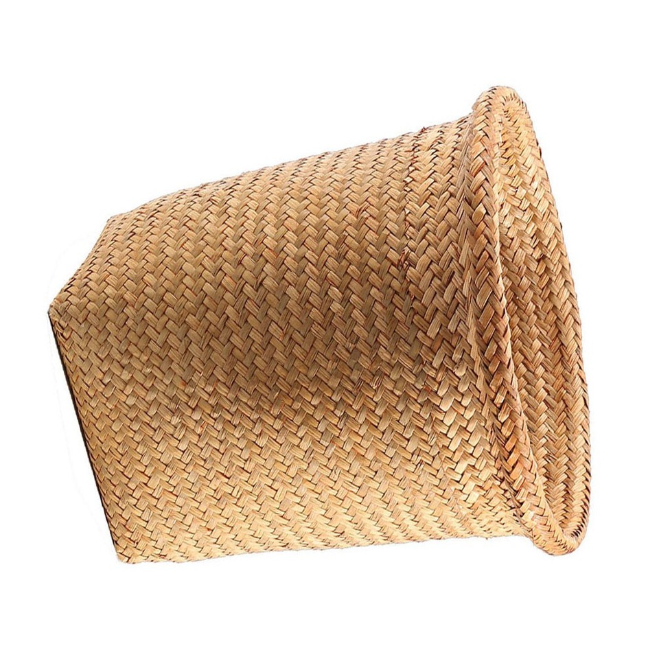 Laundry Storage Basket Round Straw Bin Handcrafted Organizer | eBay ...