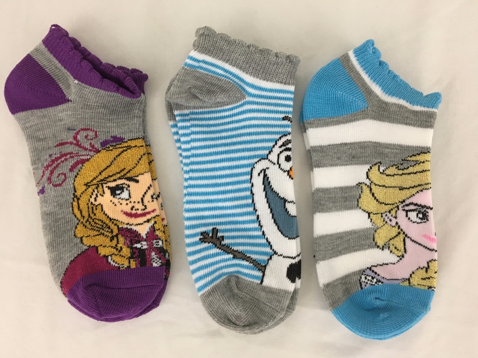 12 Pair Disney Frozen Socks Low Cut Ankle Elsa Anna Olaf Sizes SM or ML ...