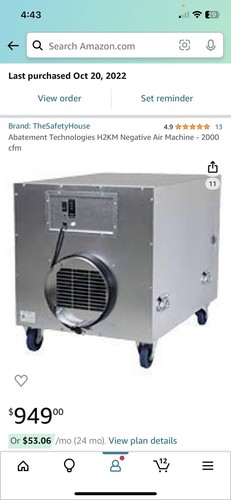 air scrubber, Abatement Technologies H2KM Negative Air Machine - 2000 ...