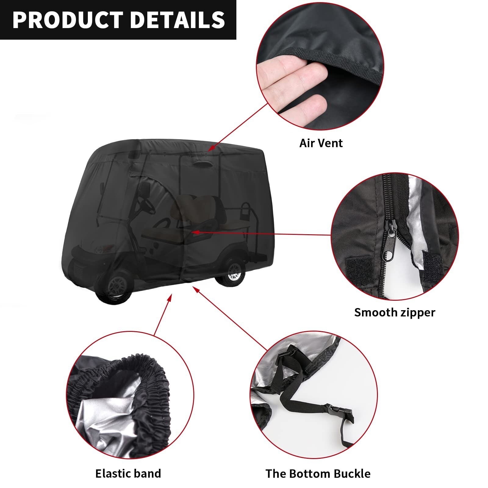 Golf Cart Covers 4/6 Passenger,420D Waterproof Golf Cart Rain Cover for ...