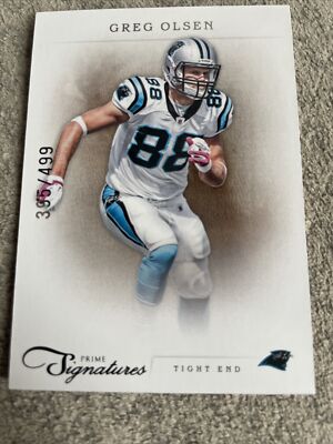 2012 Panini Prime Signatures 395/499 Greg Olsen #71 CAROLINA PANTHERS ...