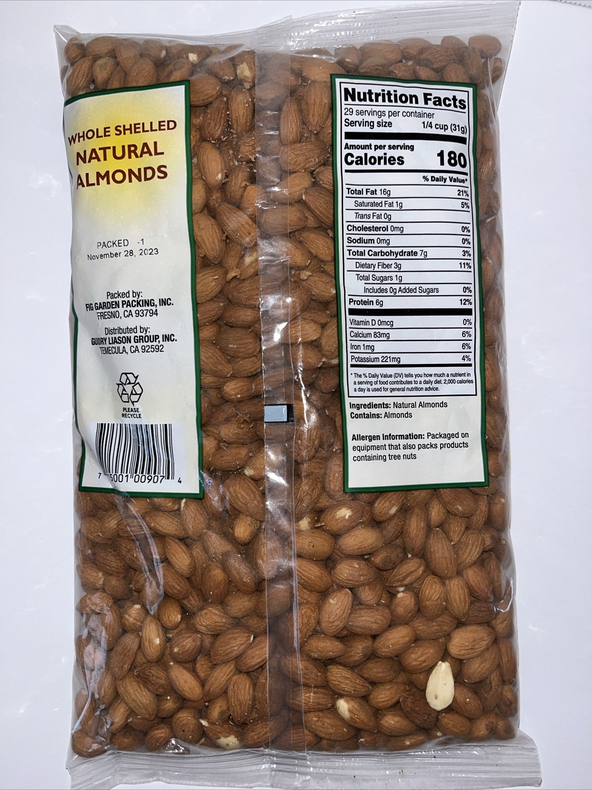 Whole Shelled Natural Almonds 2 Lb Bag USDA. | eBay