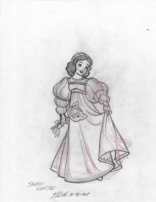 Disney- Snow White Original Drawings Signed by Philo Barnhart and Dated ...