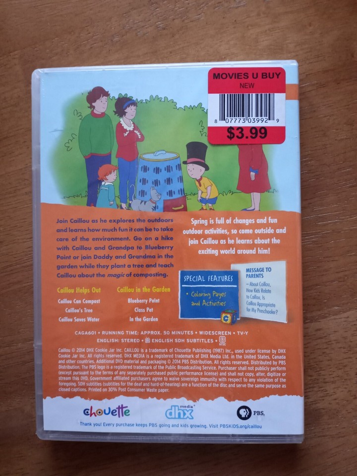 Vintage Caillou: Caillou's Garden Adventures & Puzzle (DVD) Brand New ...
