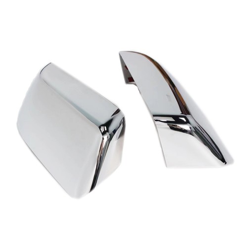 2 Top Half Chrome Mirror Covers Overlays w/o Side Cameras Fit Cadillac ...