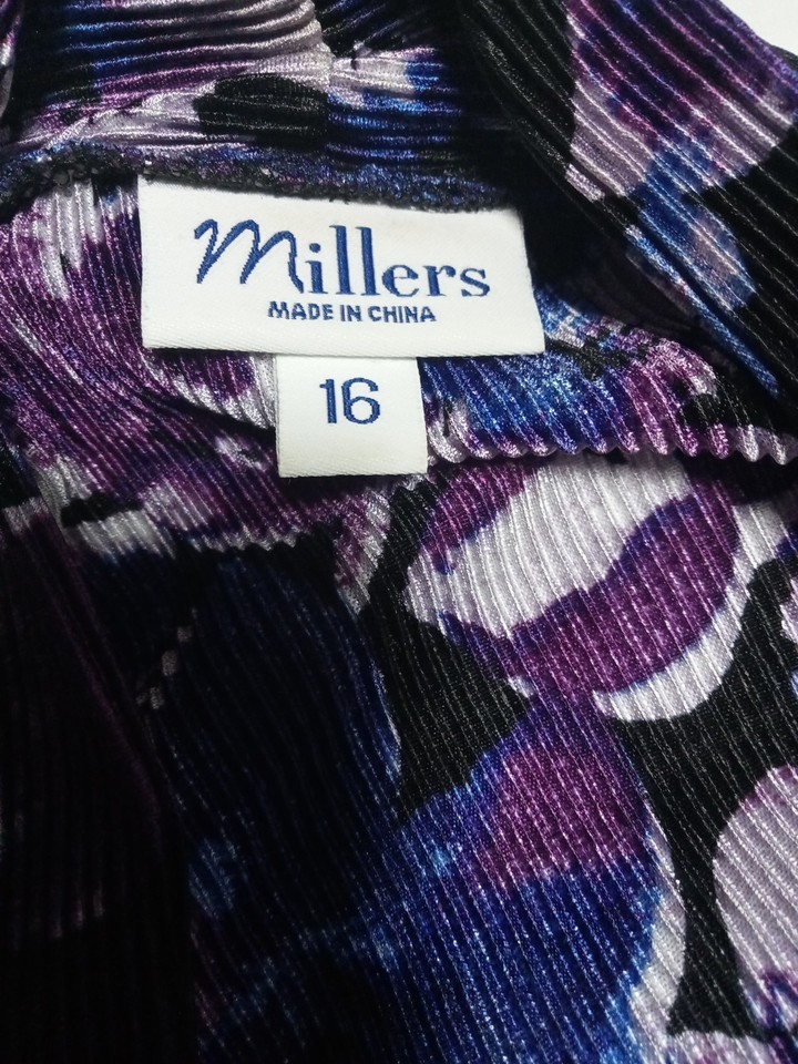 Miller's purple Floral Polyester Ribbed Light Thin 3QTR Sleeve Jacket ...