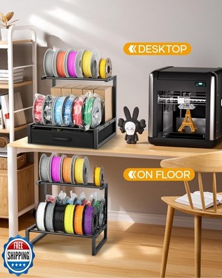 2-Tier Desktop Filament Storage Rack with Fabric Drawer - 3D Printer ...