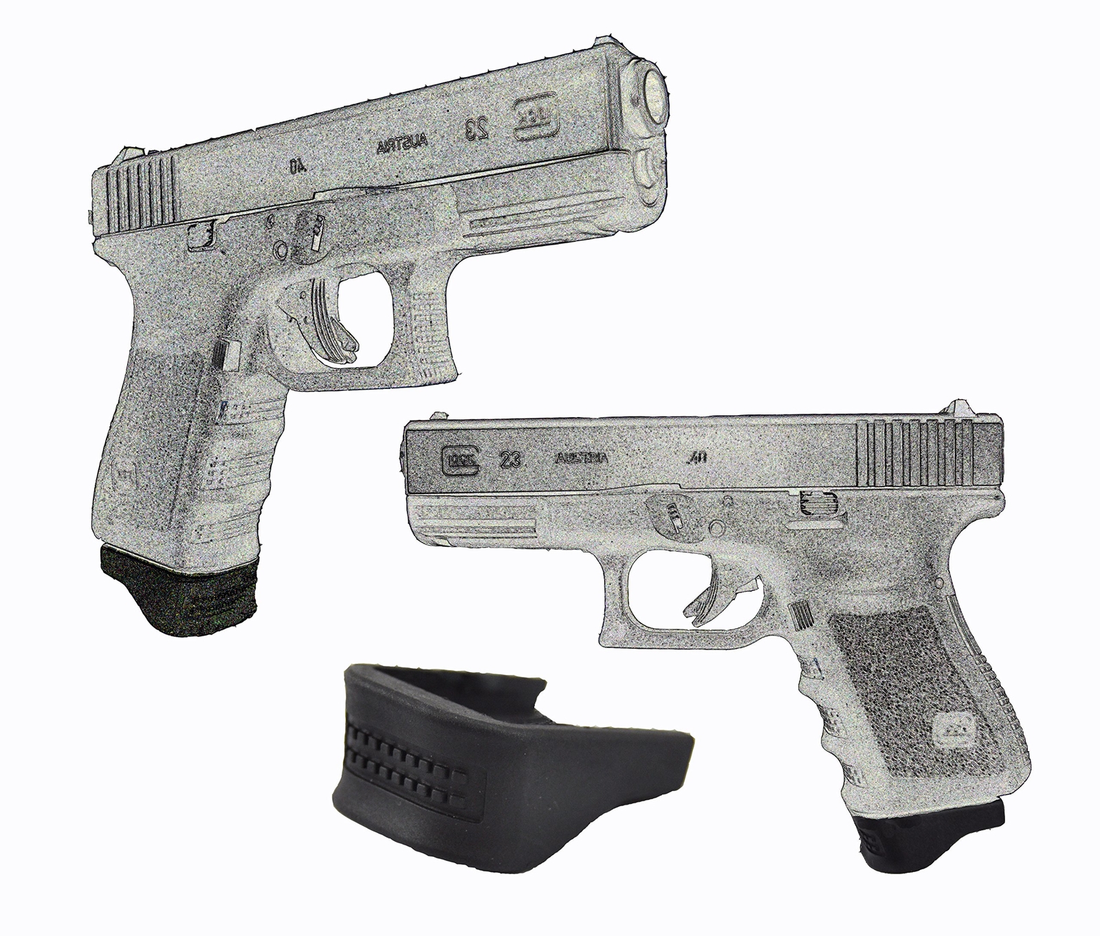 FOUR .75 Inch Grip Extensions Fits Glock 17 18 19 22 23 24 25 31 32 34 ...