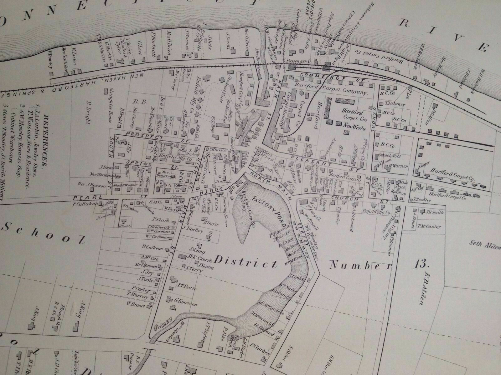 VINTAGE Late 1800s Thompsonville,Enfield Connecticut MAP FROM BAKER ...