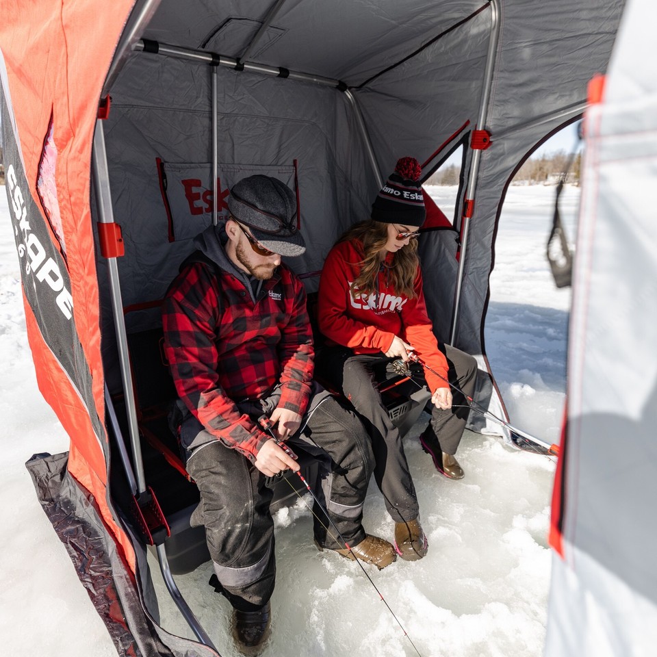 Eskimo Eskape 2600 Sled Ice Shelter, Insulated, Red/Black, 2-Person ...