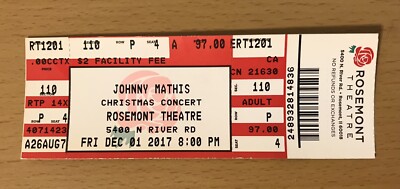 2017 JOHNNY MATHIS CHRISTMAS CONCERT CHICAGO CONCERT TICKET STUB | eBay