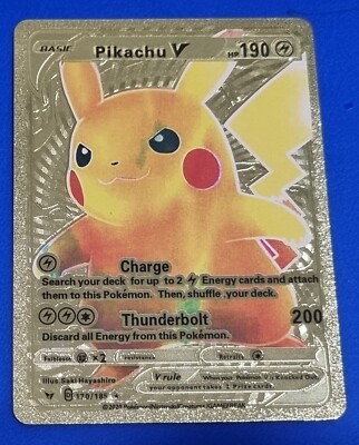 Pokemon Card English Pikachu V 170/185 Gold Color HP190 | eBay UK