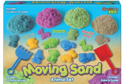 Kids Children Magic Moving Sand 600g With 8 Animal Moulds Playset ...