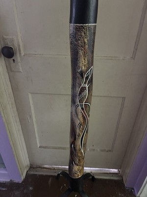 Wood Didgeridoo Traditional Horn Aboriginal Art Design Varnished Finish ...