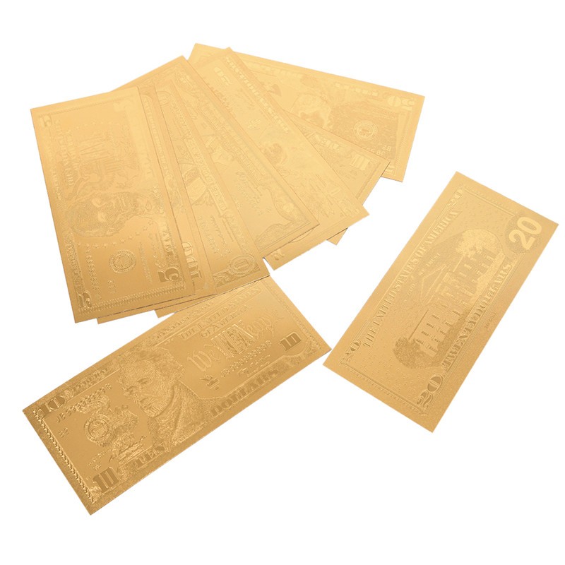 7Pcs gold foil banknote USA 1 dollar bill currency paper money metal ...
