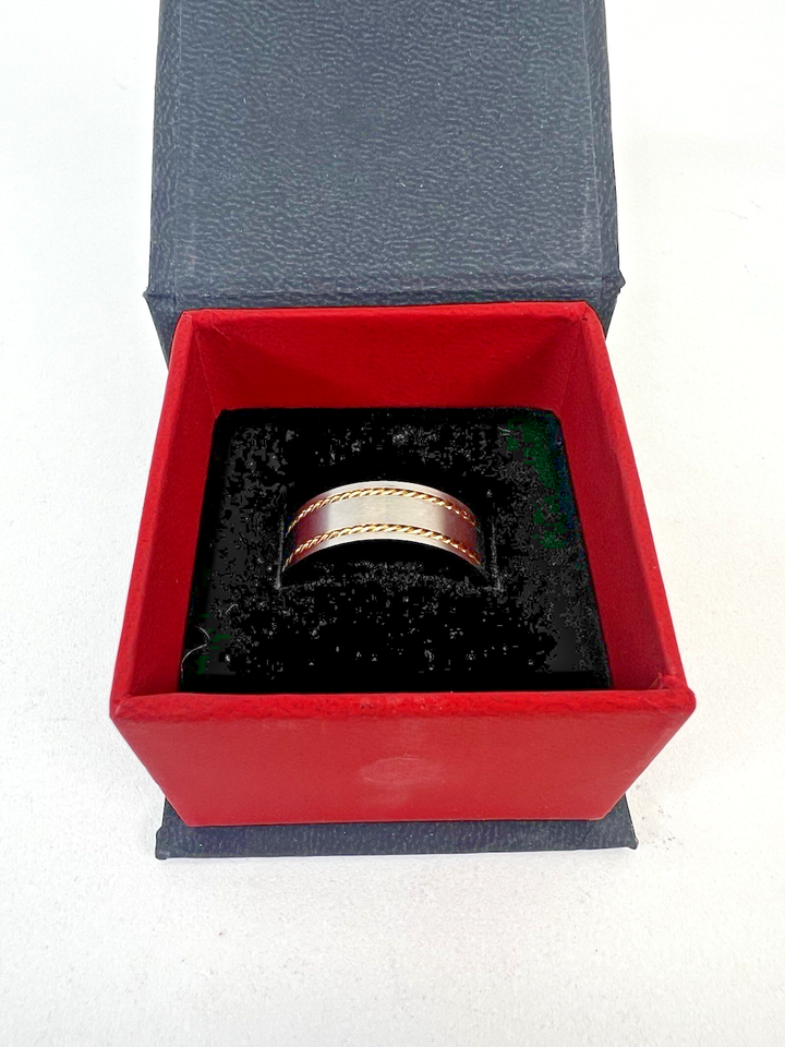 THORSTEN Wedding Ring Ferdinand Titanium w/ Yellow Gold Inlay 8mm Men's ...