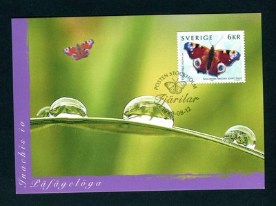 1999 Sweden Butterflies Peacock FDC Maximum Card First Day Maxi ...