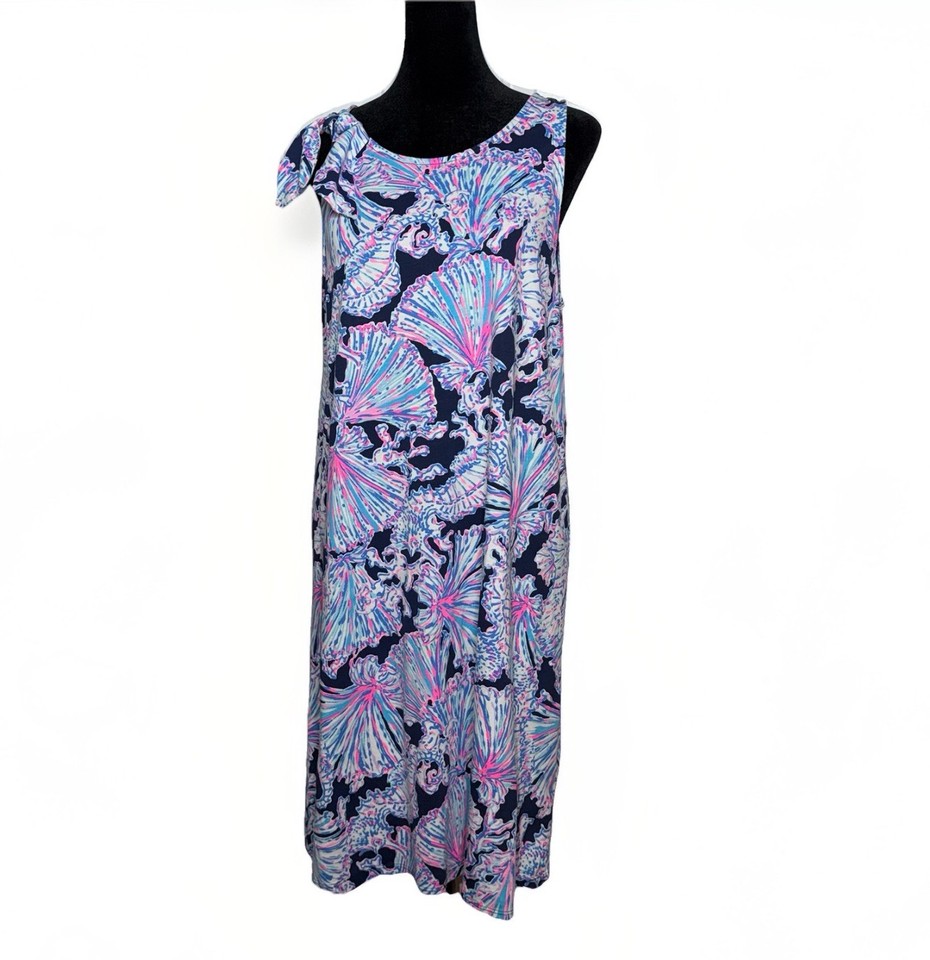 Lilly Pulitzer Luella Sleeveless A-Line Dress Deep Sea Navy Shells ...