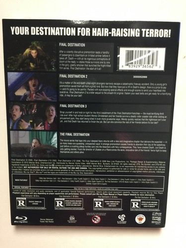 Final Destination Collection: 4 Film (Blu-ray, 2014, 4-Disc Set) NEW w ...
