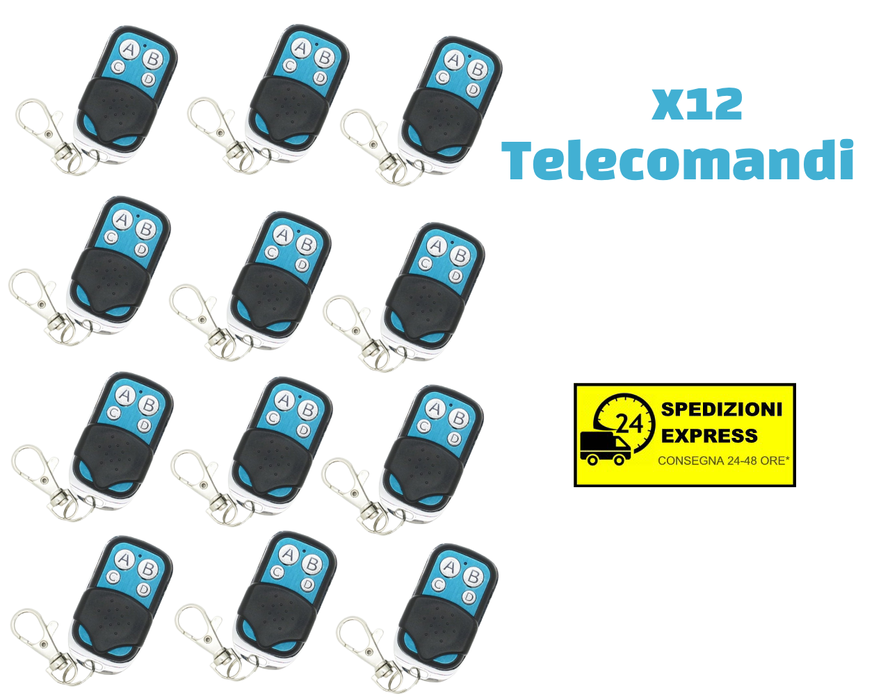 TELECOMANDO UNIVERSALE AUTO PER CANCELLO GARAGE SERRANDA 433,92 MHZ 12 ...