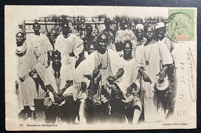 1903 Dakar Senegal RPPC Real Picture Postcard cover Senegalese Dancers ...