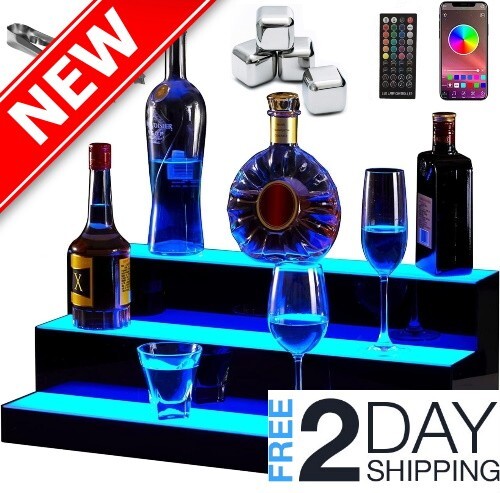 Customized Designs 24" 3 Step Tier LED Lighted Shelves Illuminated ...