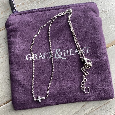 Grace & Heart G&H INITIALLY MINE CROSS NECKLACE .925 STERLING SILVER 16 ...
