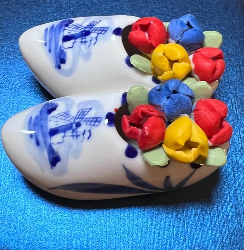 Handcrafted Dutch Ceramic Clogs With Windmill Design & Colorful Floral ...
