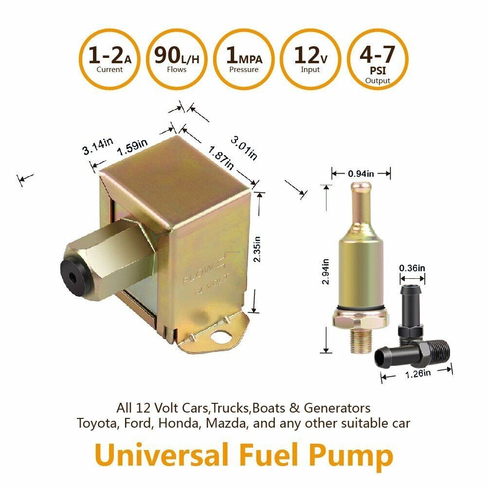 Universal Factory Facet Electric Fuel Pump 12V Ford Cars Gas & Diesel 4 ...