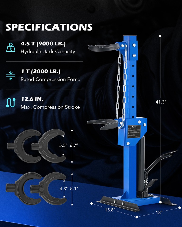 OMT Strut Coil Spring Compressor Hydraulic Compressor Tool with 4 ...
