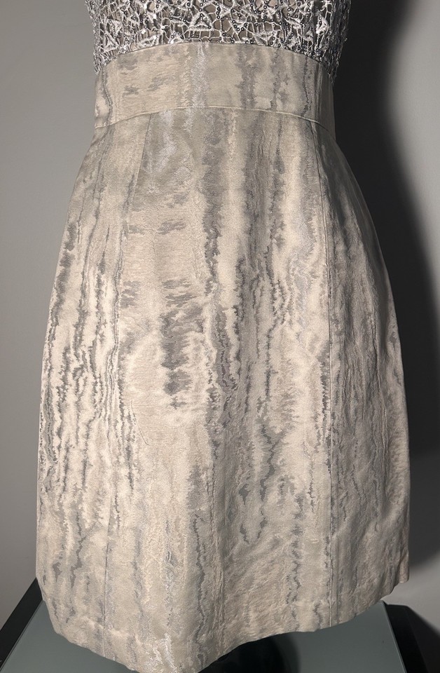 Kay Unger Lace Moir Women’s Cocktail Dress Sequins Silver size 4 $480 ...