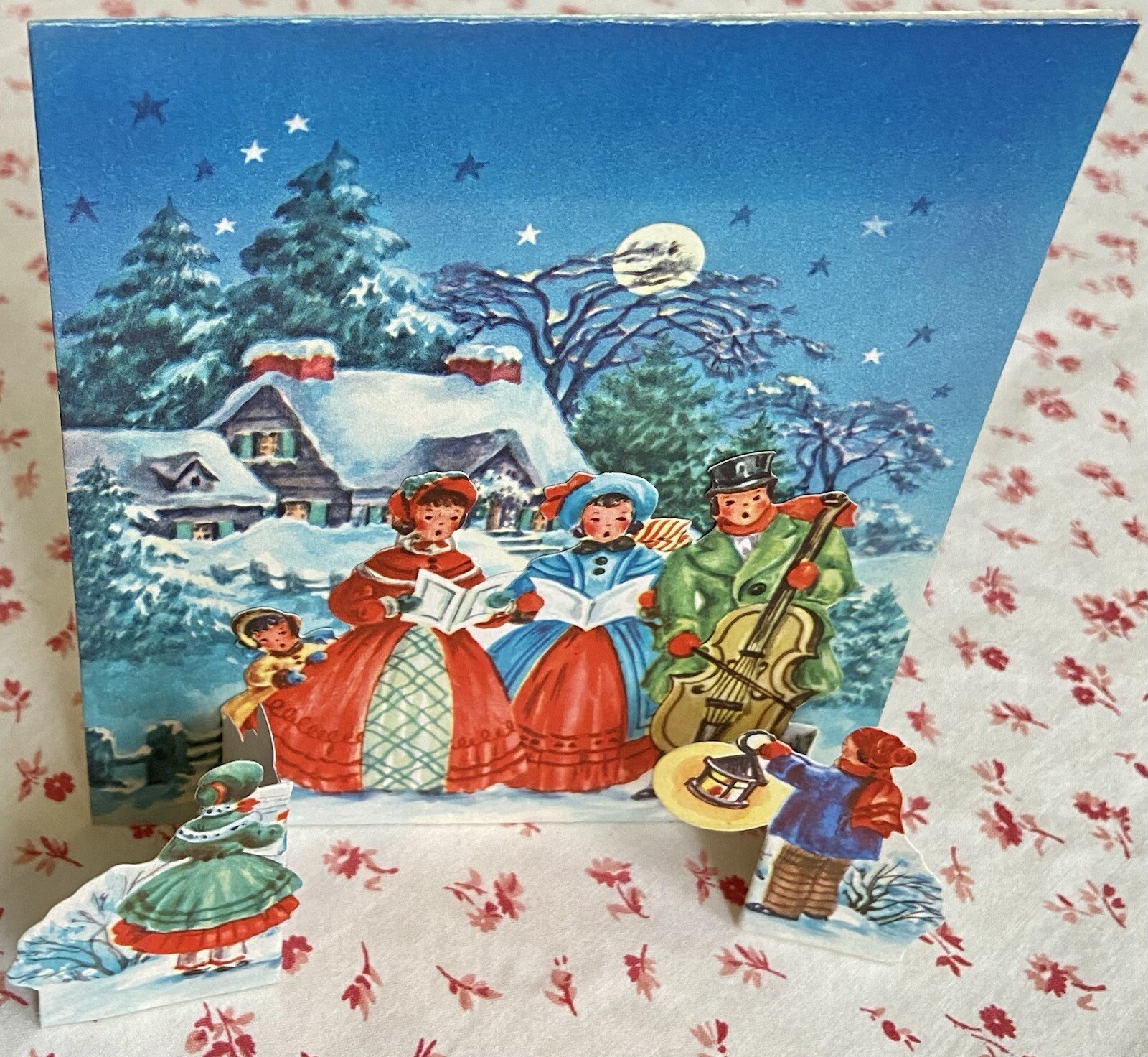 Mid Century UNUSED Die-Cut Victorian Christmas Carolers Stand-Up ...