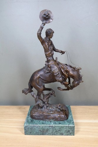 1890s Rodeo Rider Carl Kauba Signed Bronze Sculpture Western Cowboy ...