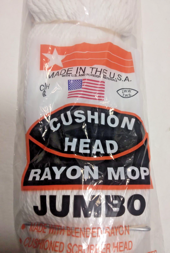 NEW J.W. Mfg. Co. Cushion Head Rayon Mop JUMBO Replacement Head #28 USA ...
