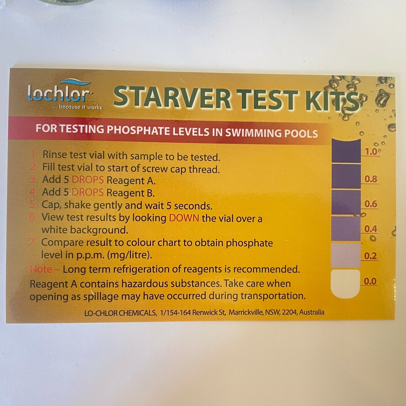Phosphate level starver test kit swimming pool spa lochlor chemical ...