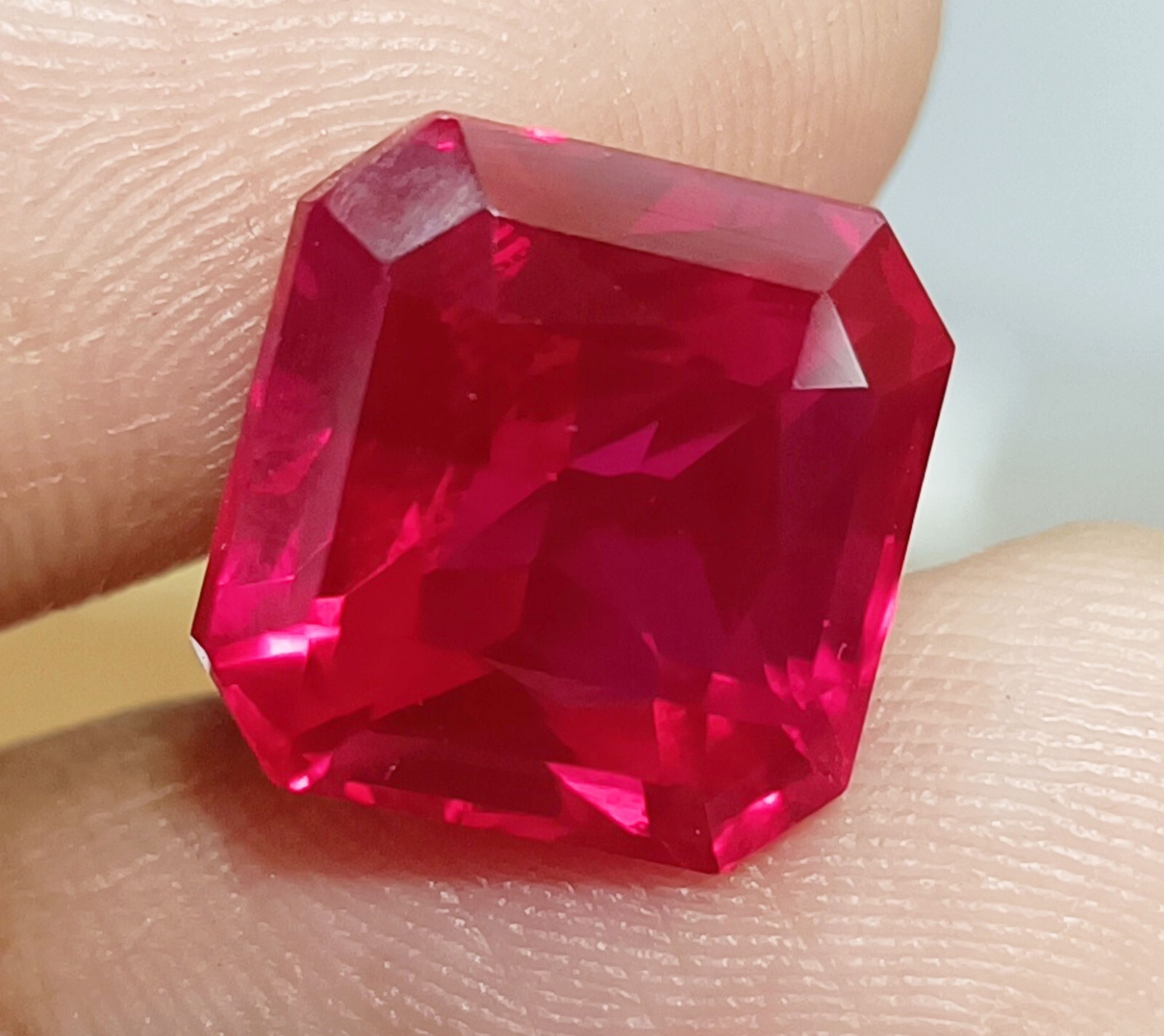Natural Mozambique Blood Red Ruby Asscher Cut Certified Loose GEMSTONE ...