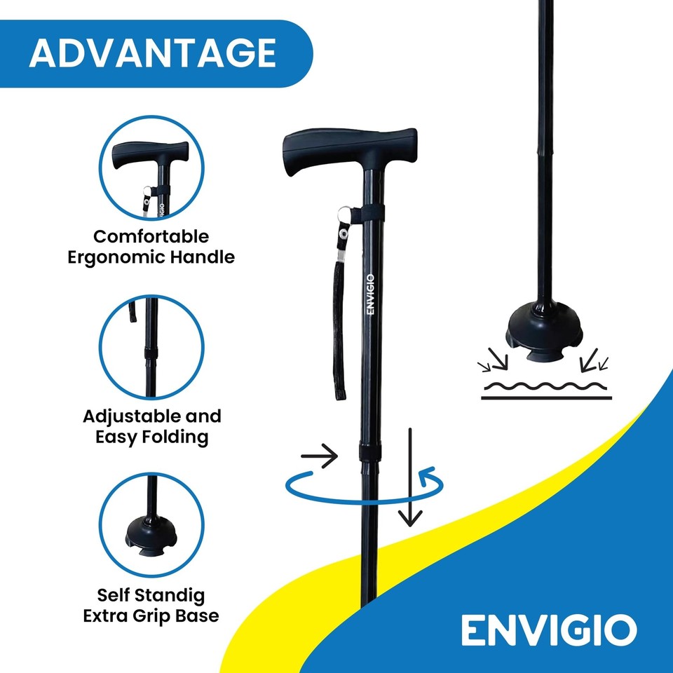 Foldable Walking Cane for Men & Women | Free Standing Cane | Pivot Tip ...