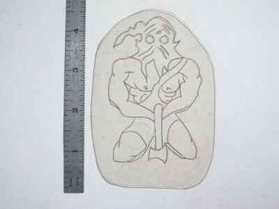 vtg 1960s 1970s Tattoo Flash acetate stencil Kneeling Cartoon ...