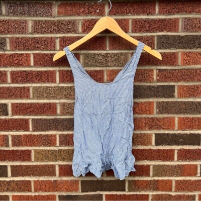 Miami Blue and White Striped Ruffle Hem Sleeveless Tank Top | eBay