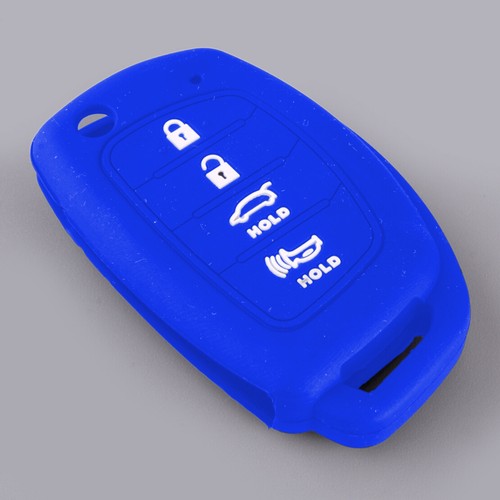 Blue Silicone Remote Key Fob Cover Fit For Hyundai Sonata Santa Fe ...