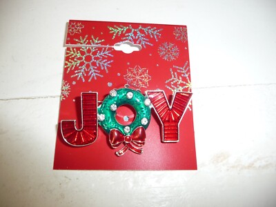 NEW NWT Christmas pin brooch Enamel "Joy" wreath | eBay
