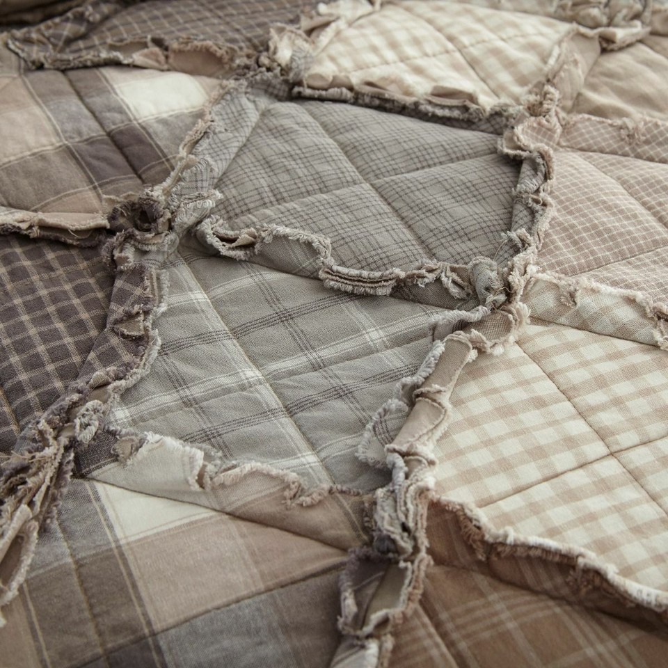 Donna Sharp Smoky Mountain Rag Quilted Country Farmhouse Rustic Shams ...