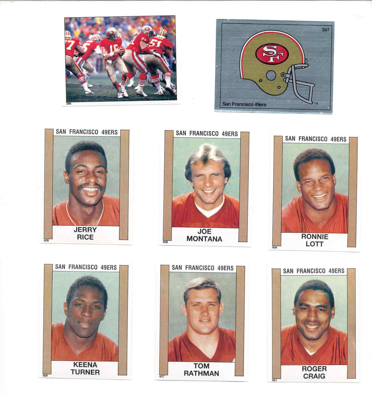 1988 Panini 49ers Sticker Set JOE MONTANA JERRY RICE ROGER CRAIG RONNIE ...