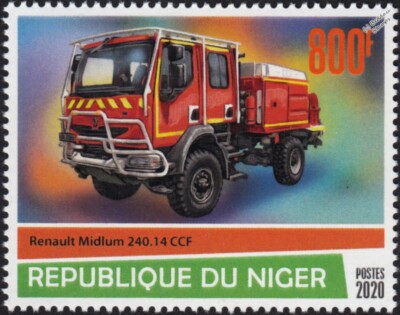 RENAULT MIDLUM 240.14 CCF Fire Engine Truck Firefighting Stamp #209 ...