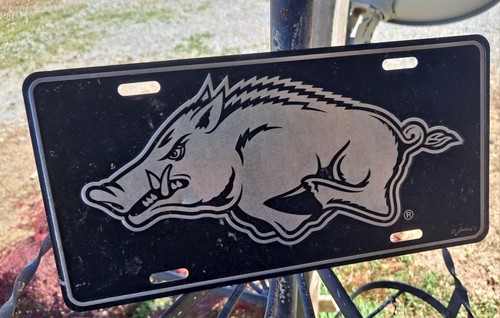 Vintage University of Arkansas Razorbacks Booster License Plate Black ...