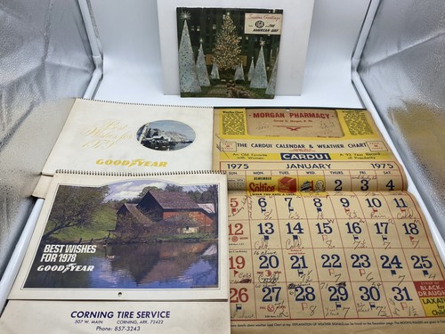 4 Vintage 1970's Wall Calendars Corning Arkansas Businesses Goodyear ...