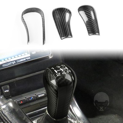 Black Center Console Gear Shift Knob Cover Trim Set For NISSAN GTR R34 ...