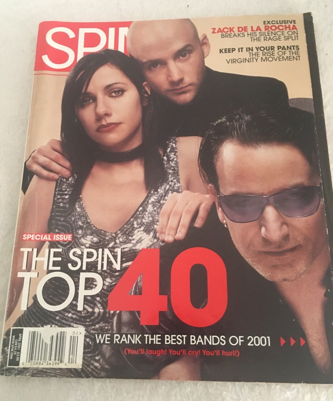 SPIN magazine April 2001 - Bono U2 Zack De La Rocha, Radiohead, PJ Harvey Top 40 | eBay