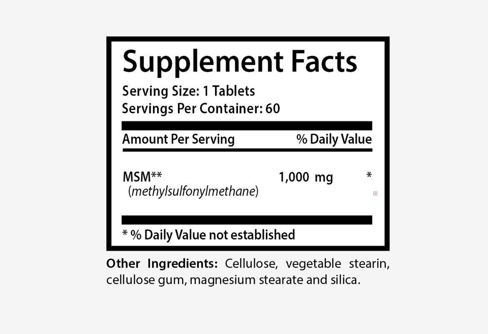 MSM 1000mg Support Joint and Cartilage, Anti-Inflammatory, Mood (1 ...